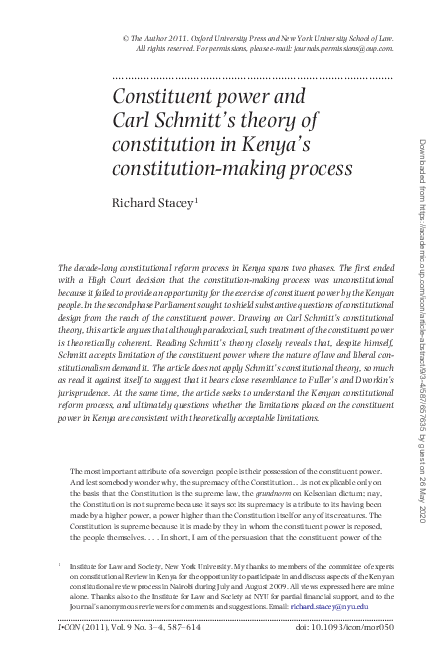 (PDF) Constituent power and Carl Schmitt's theory of constitution in ...