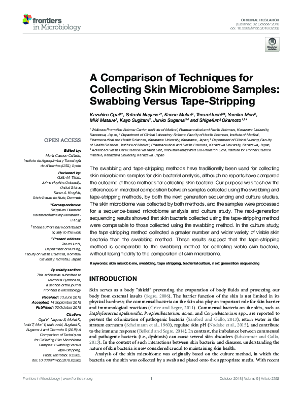 (PDF) A Comparison of Techniques for Collecting Skin Microbiome Samples ...
