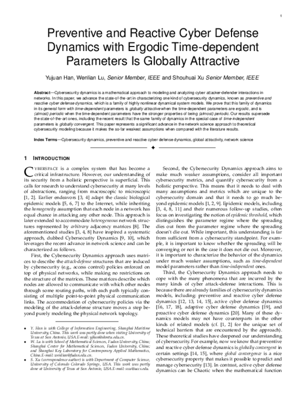 (PDF) Preventive and Reactive Cyber Defense Dynamics with Ergodic Time ...