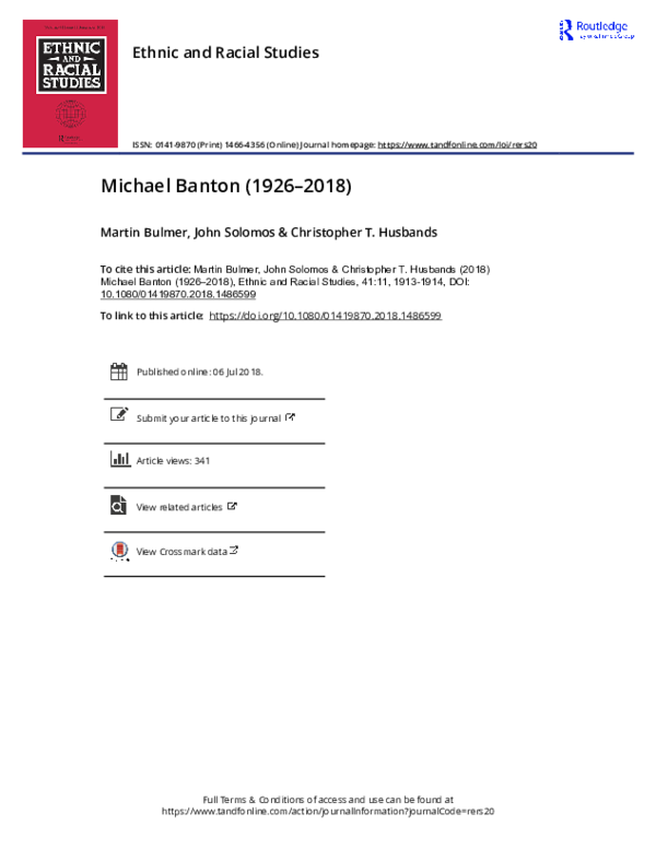 (PDF) Michael Banton (1926–2018)