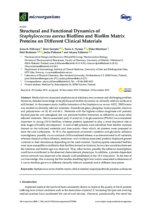 (PDF) Structural and Functional Dynamics of Staphylococcus aureus Biofilms and Biofilm Matrix ...
