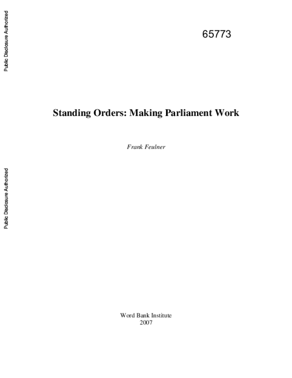 (PDF) Standing orders : making parliament work