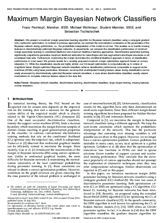 (PDF) Maximum Margin Bayesian Network Classifiers
