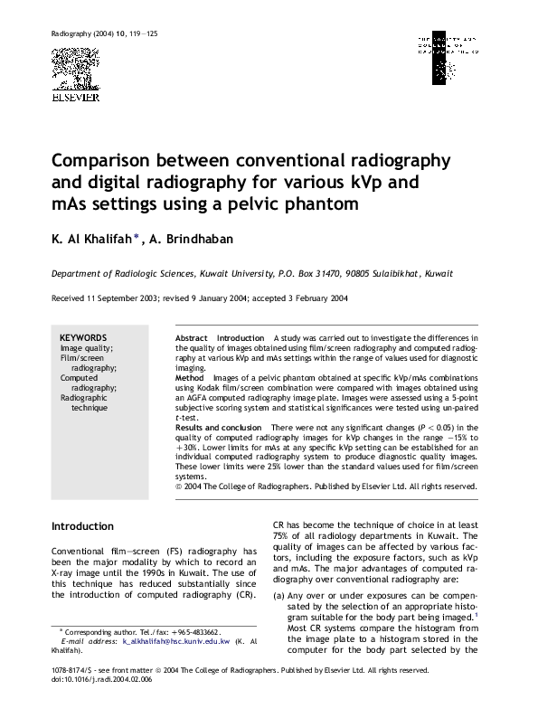 (PDF) Comparison between conventional radiography and digital ...