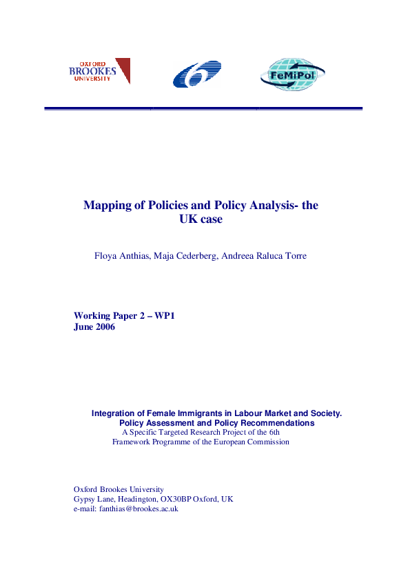 (PDF) Mapping of Policies and Policy Analysis: The UK Case | Andreea R ...