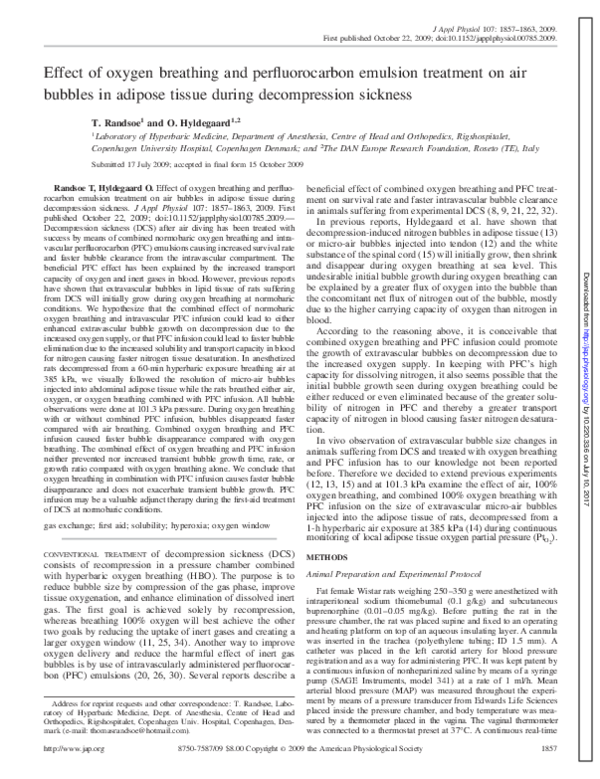 (PDF) Effect of oxygen breathing and perfluorocarbon emulsion treatment ...