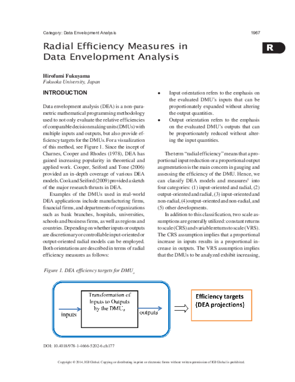 (PDF) Radial Efficiency Measures in Data Envelopment Analysis