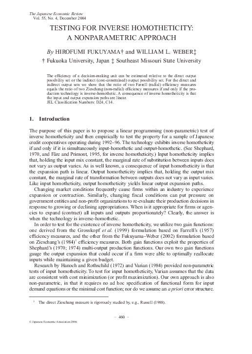 (PDF) Testing for Inverse Homotheticity: A Nonparametric Approach