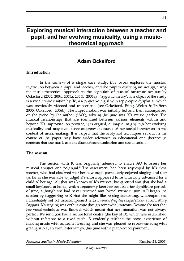 (PDF) Exploring musical interaction between a teacher and pupil, and ...