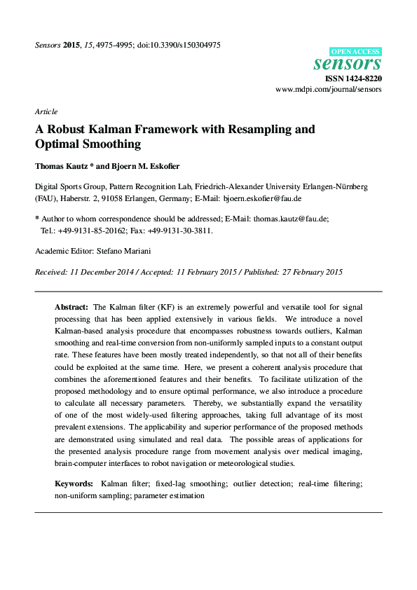 (PDF) A Robust Kalman Framework with Resampling and Optimal Smoothing