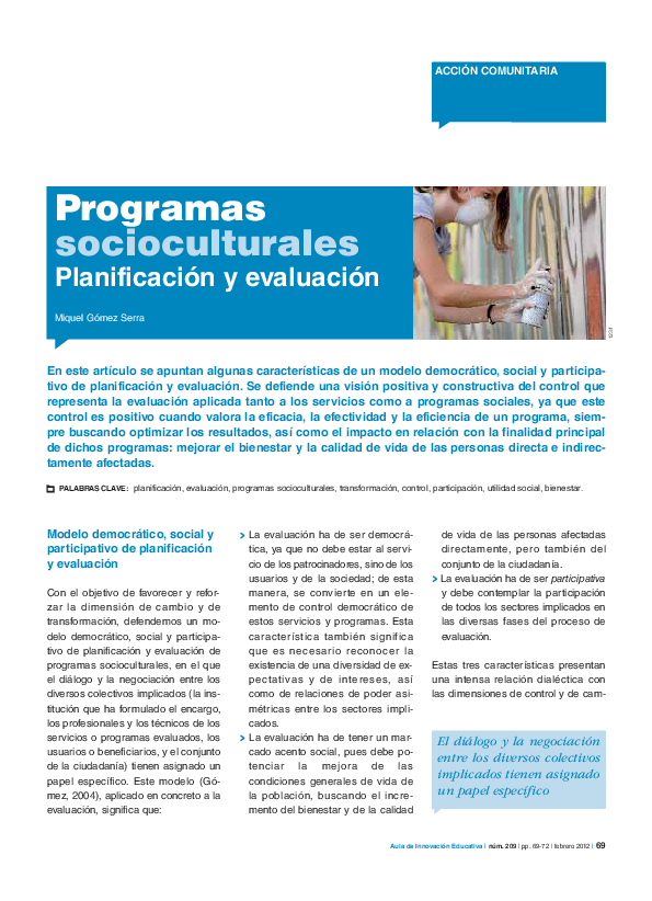 (PDF) Programas socioculturales: planificación y evaluación