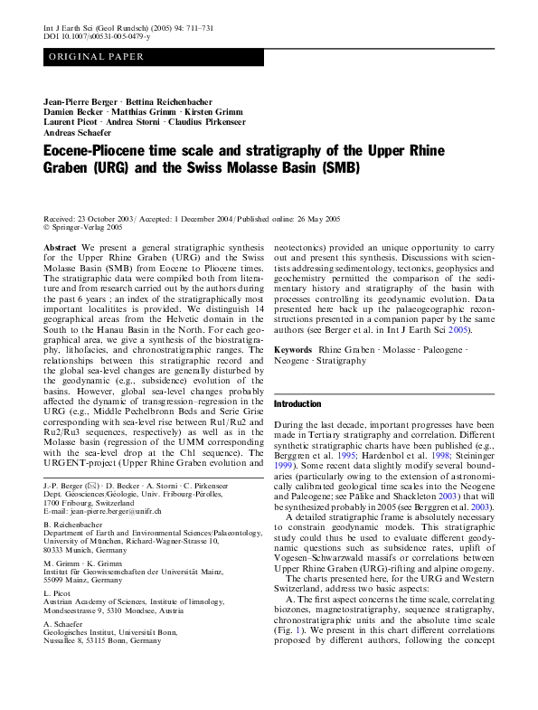 (PDF) Eocene-Pliocene time scale and stratigraphy of the Upper Rhine ...