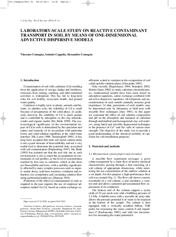 (PDF) Laboratory-Scale Study on Reactive Contaminant Transport in Soil ... (PDF) Laboratory-Scale Study on Reactive Contaminant Transport in Soil ...