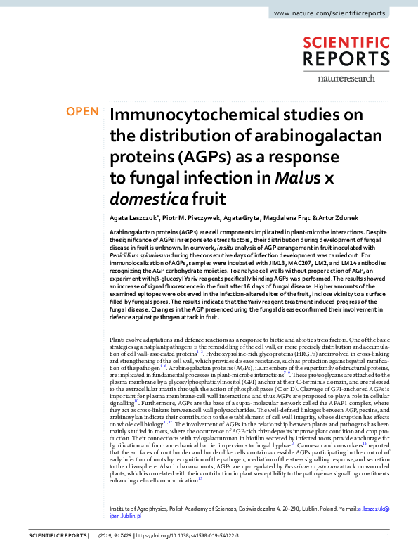 (PDF) Immunocytochemical studies on the distribution of arabinogalactan ...