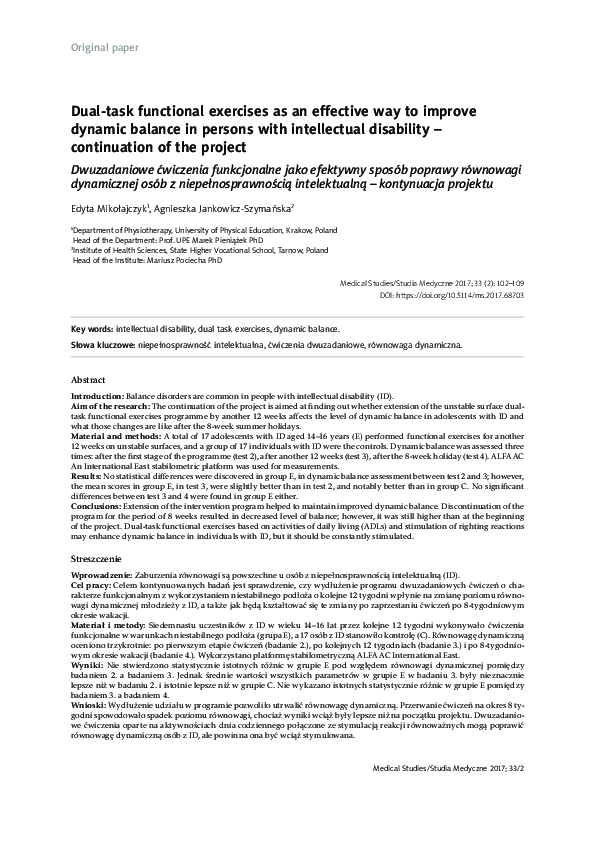 (PDF) Dual-task functional exercises as an effective way to improve ...