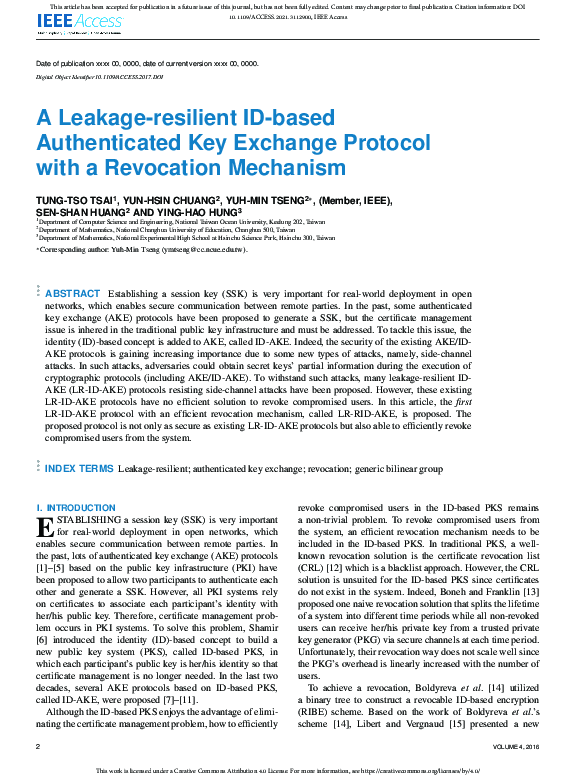 (PDF) A Leakage-resilient ID-based Authenticated Key Exchange Protocol with a Revocation Mechanism