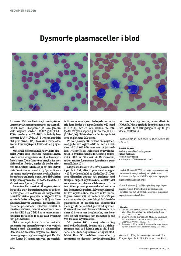 (PDF) Dysmorfe plasmaceller i blod