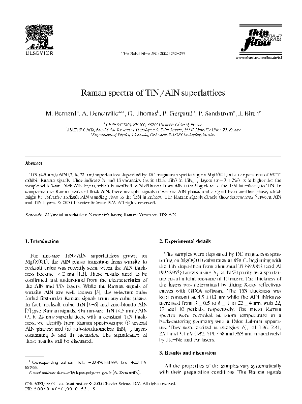 (PDF) Raman spectra of TiN/AlN superlattices