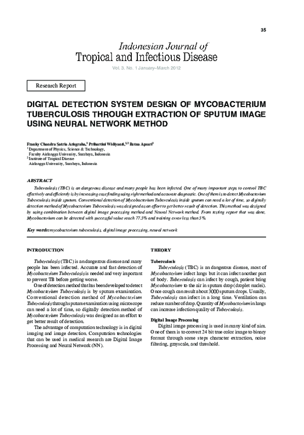 (PDF) Digital Detection System Design of Mycobacterium Tuberculosis Through Extraction of Sputum ...