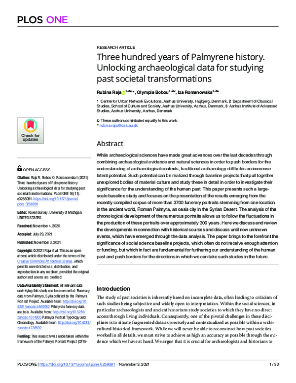 (PDF) Three hundred years of Palmyrene history. Unlocking ...