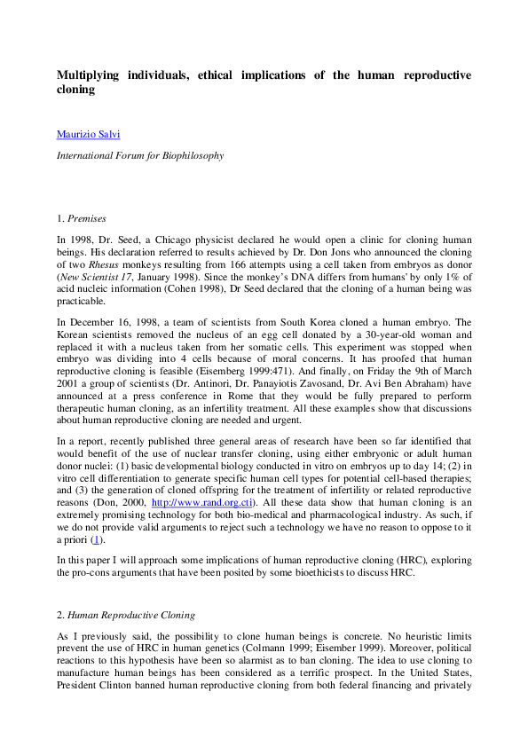 (PDF) Multiplying individuals, ethical implications of the human ... (PDF) Multiplying individuals, ethical implications of the human ...