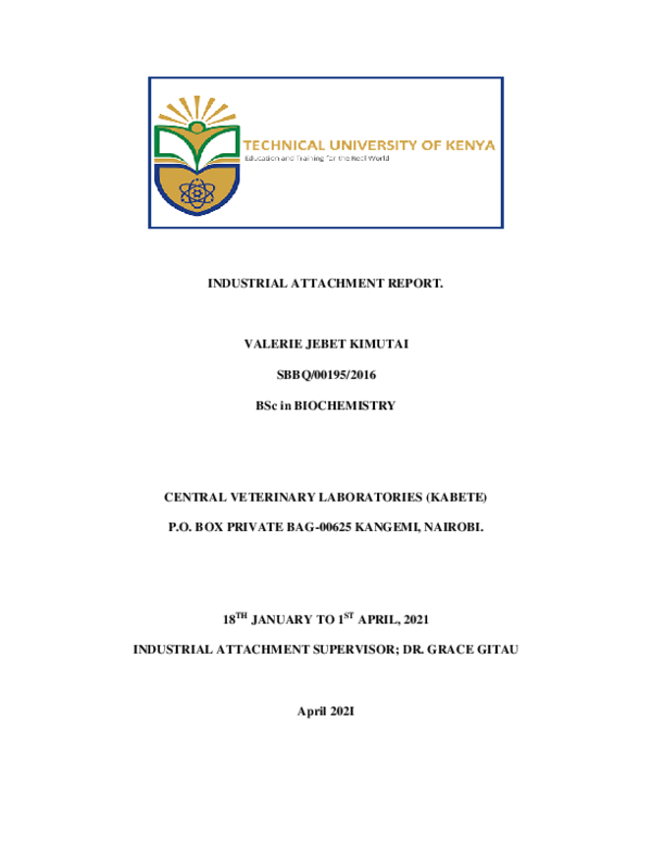 (PDF) INDUSTRIAL ATTACHMENT REPORT