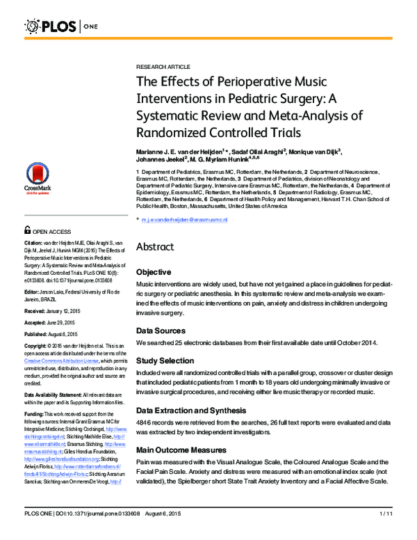 (PDF) The Effects of Perioperative Music Interventions in Pediatric ...