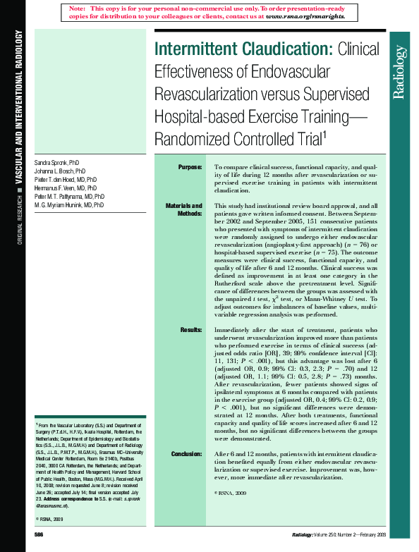 (PDF) Intermittent Claudication: Clinical Effectiveness of Endovascular ...