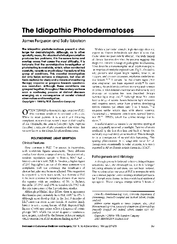 (PDF) The idiopathic photodermatoses