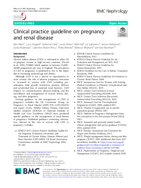 (PDF) Clinical practice guideline on pregnancy and renal disease