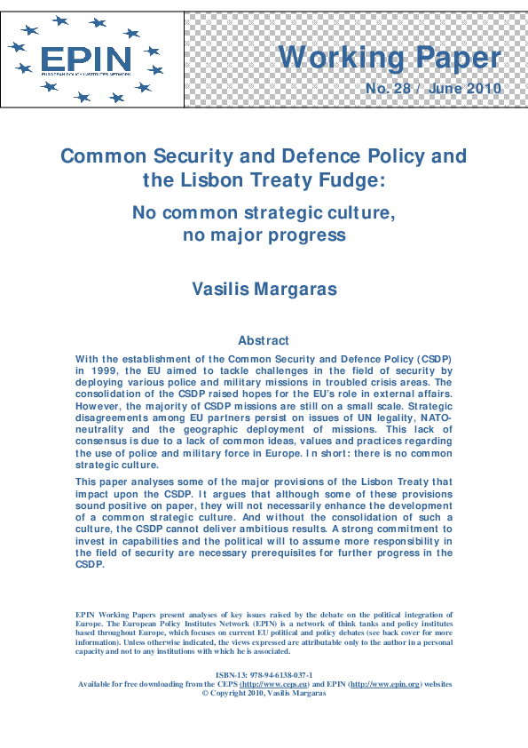 (PDF) Common Security and Defence Policy and the Lisbon Treaty Fudge ...