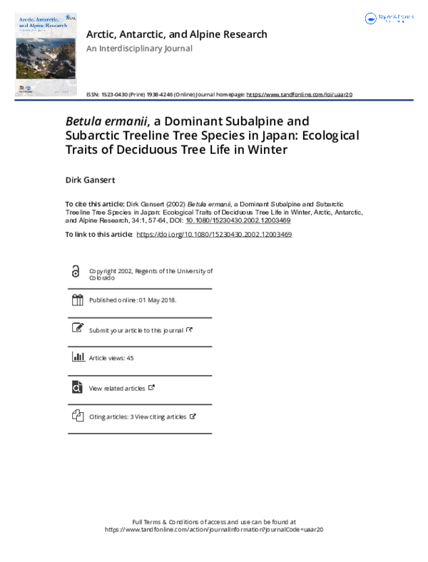 (PDF) Betula ermanii, a Dominant Subalpine and Subarctic Treeline Tree ...