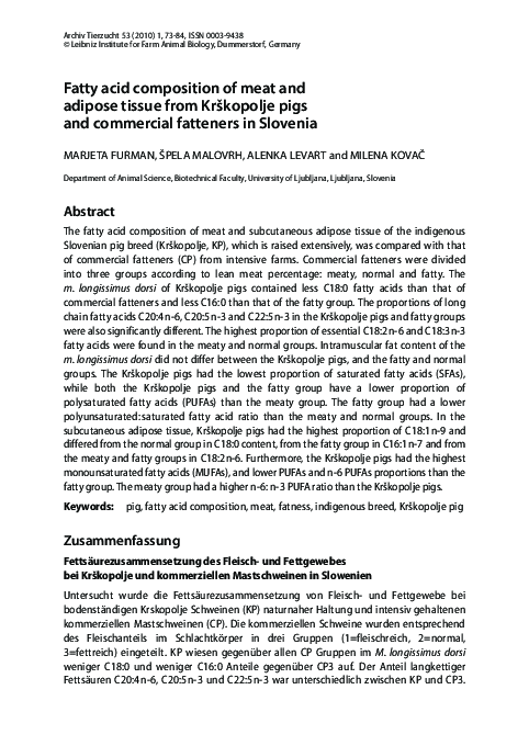 (PDF) Fatty acid composition of meat and adipose tissue from Krškopolje ...