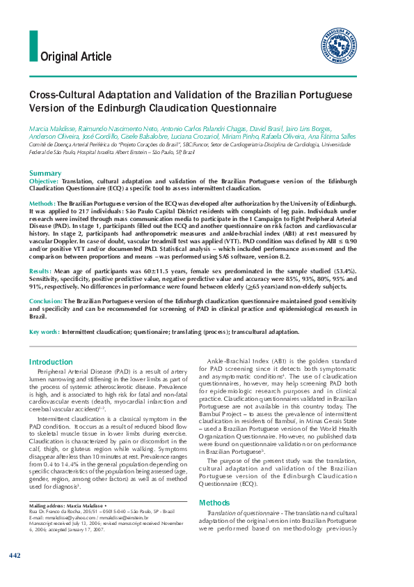 (PDF) Cross-cultural adaptation and validation of the Brazilian ...