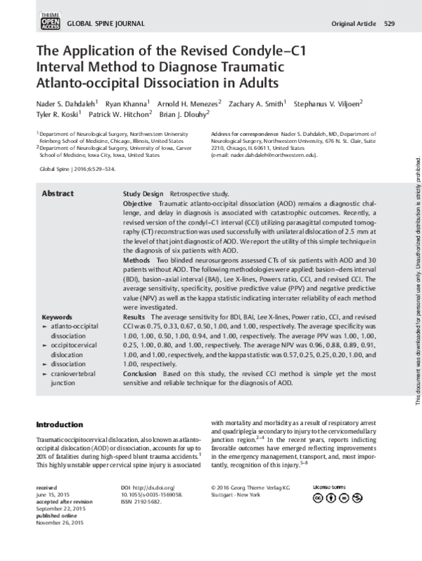 (PDF) The Application of the Revised Condyle–C1 Interval Method to ...