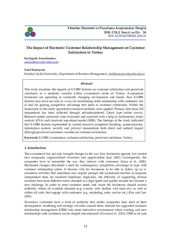 (PDF) The Impact of Electronic Customer Relationship Management on ...