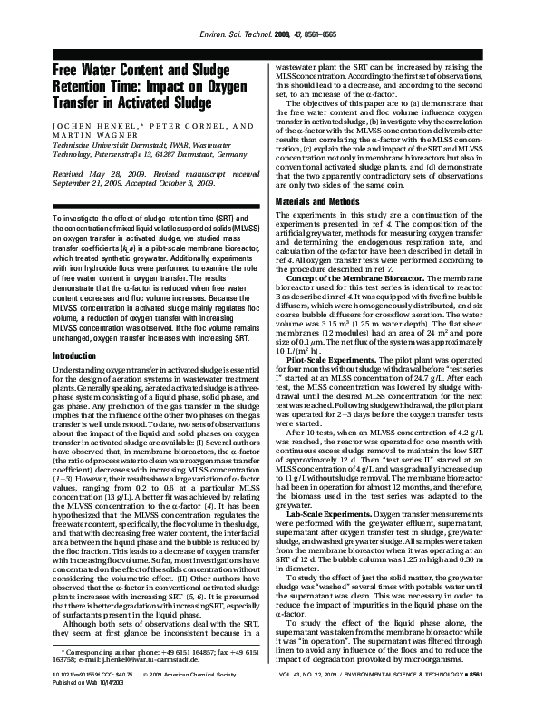 (PDF) Free Water Content and Sludge Retention Time: Impact on Oxygen ...