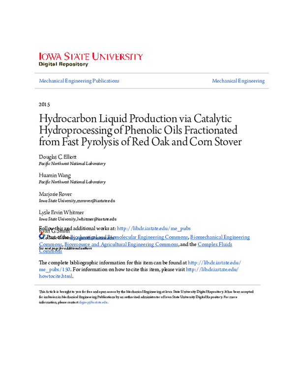 (PDF) Hydrocarbon Liquid Production via Catalytic Hydroprocessing of ...