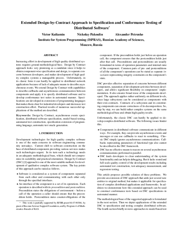 (PDF) Extended Design-by-Contract Approach to Specification and ...