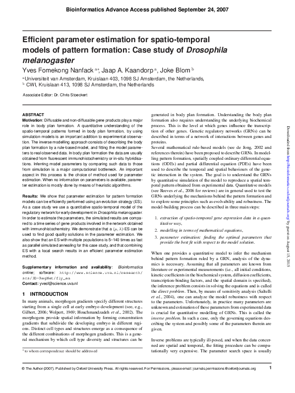 Pdf Efficient Parameter Estimation For Spatio Temporal Models Of