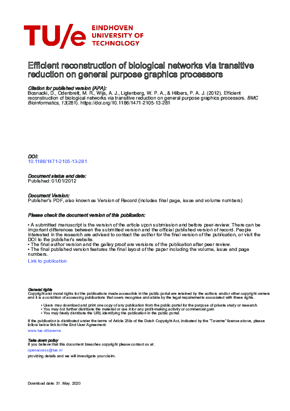 (PDF) Reconstructing Biological Networks Using GPU Transitive Reduction