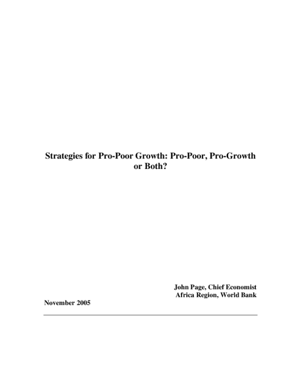 (PDF) Strategies for Pro-poor Growth: Pro-poor, Pro-growth or Both?