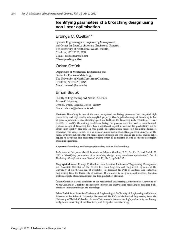 (PDF) Identifying parameters of a broaching design using non-linear ...