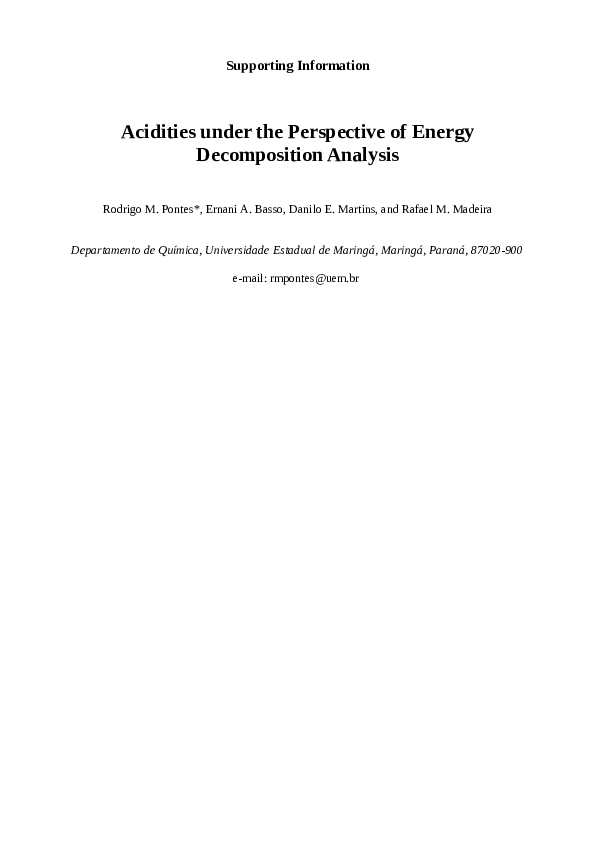 (PDF) Energy Decomposition Analysis of Acidities