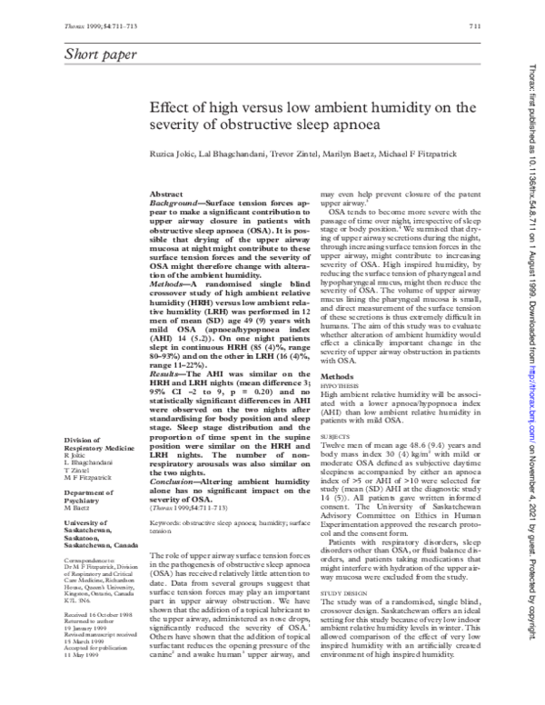 (PDF) Effect of high versus low ambient humidity on the severity of ...