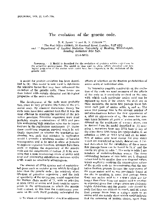 (PDF) The evolution of the genetic code
