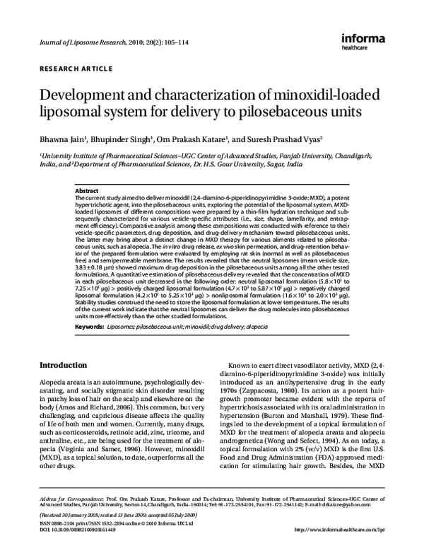 (PDF) Development and characterization of minoxidil-loaded liposomal ...