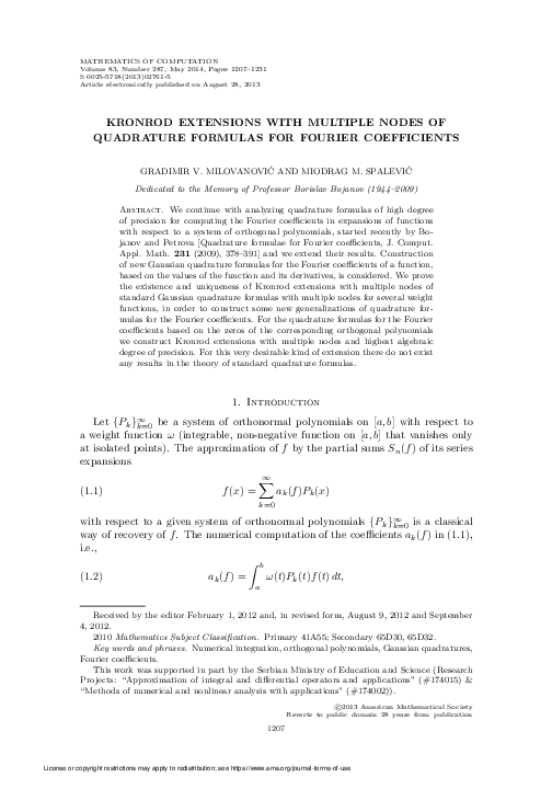 Pdf Kronrod Extensions With Multiple Nodes Of Quadrature Formulas For