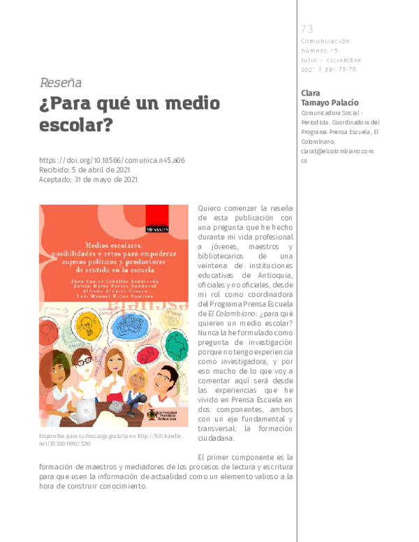 (PDF) Para qué un medio escolar