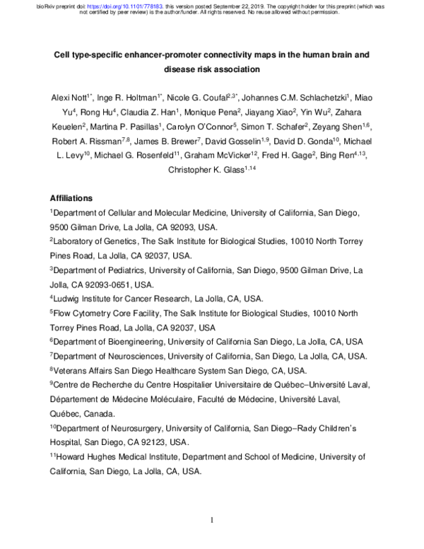 (PDF) Cell type-specific enhancer-promoter connectivity maps in the ...